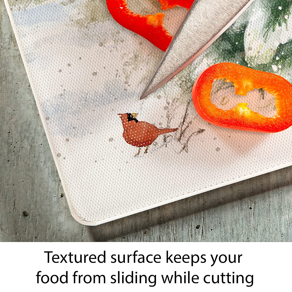 CounterArt Winter Forest Santa 3mm Heat Tolerant Tempered Glass Cutting Board 15” x 12” Manufactured in the USA Dishwasher Safe