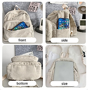 Didida Mini Corduroy Backpack Purse for Women Aesthetic Backpack Small Back Pack Purse Cute Mini Backpacks (Black)