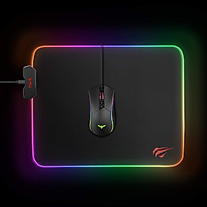 havit RGB Gaming Mouse Pad Soft Non-Slip Rubber Base Mouse Mat for Laptop Computer PC Games (13.8 X 9.8 X 0.16 inches, Black)
