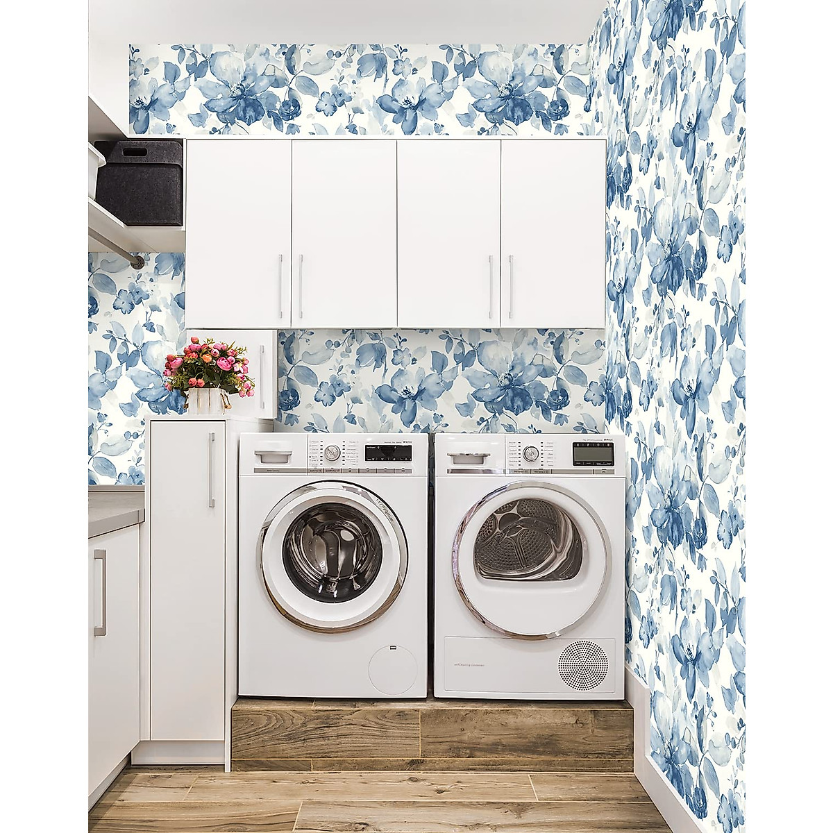 NextWall Watercolor Flower Peel and Stick Wallpaper (Bluestone)