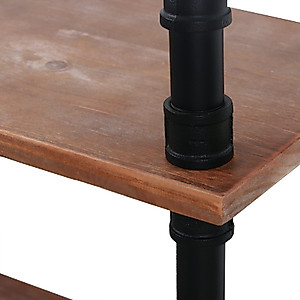 HouseAid 3 Tier Industrial Pipe Etagere Bookcase, Rustic Farmhouse Standing Shelf, Real Pine Wood Open Shelves for Living Room, Bathroom and Kitchen, Wall Mounted, Matte Black (39.4”×31.5”×11.8”)