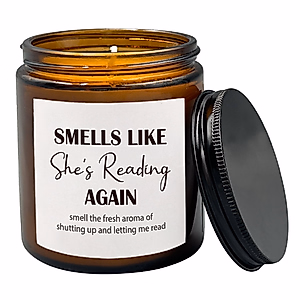 HIWX Smells Like Shes Reading Again Book Lovers Scented Candle,Book Candles,Gifts for Friend Bookworm Funny Book Club Candles Gifts,Book Reading Soy Candles for Home Citronella Scented Candle 8oz Jar