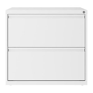Hirsh 30" W 2 Drawer Metal Lateral File Cabinet Set White. Front to Back Rails, Fully Assembled