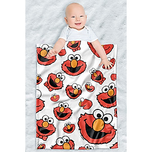 LOGOVISION Sesame Street Lightweight Baby Blanket, 30"X40", Elmo Face Pattern Unisex for Infants Girls & Boys