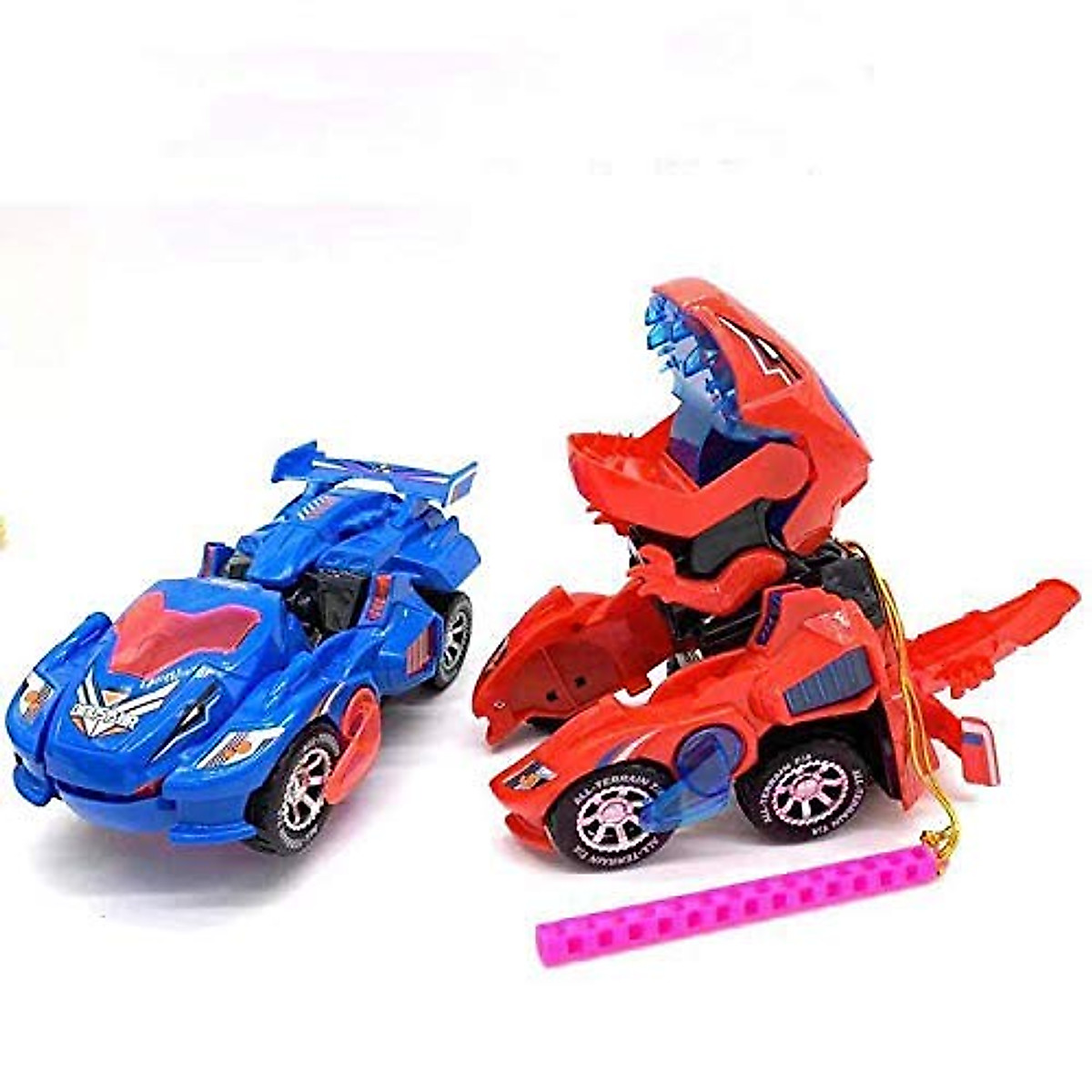 HENGBANG Transforming Toys, Dinosaur Cars Combined Into One,Automatic Transformation, Transformation of Dinosaur LED Cars, Lamps (Blue)