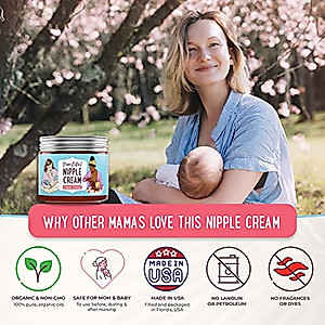 Mama Natural Nipple Cream for Breastfeeding (2 oz) | 100% Organic Nipple Balm Safe for Nursing | Probiotic Powered & Lanolin Free Organic Nipple Butter | Sore Nipple Relief Breastfeeding