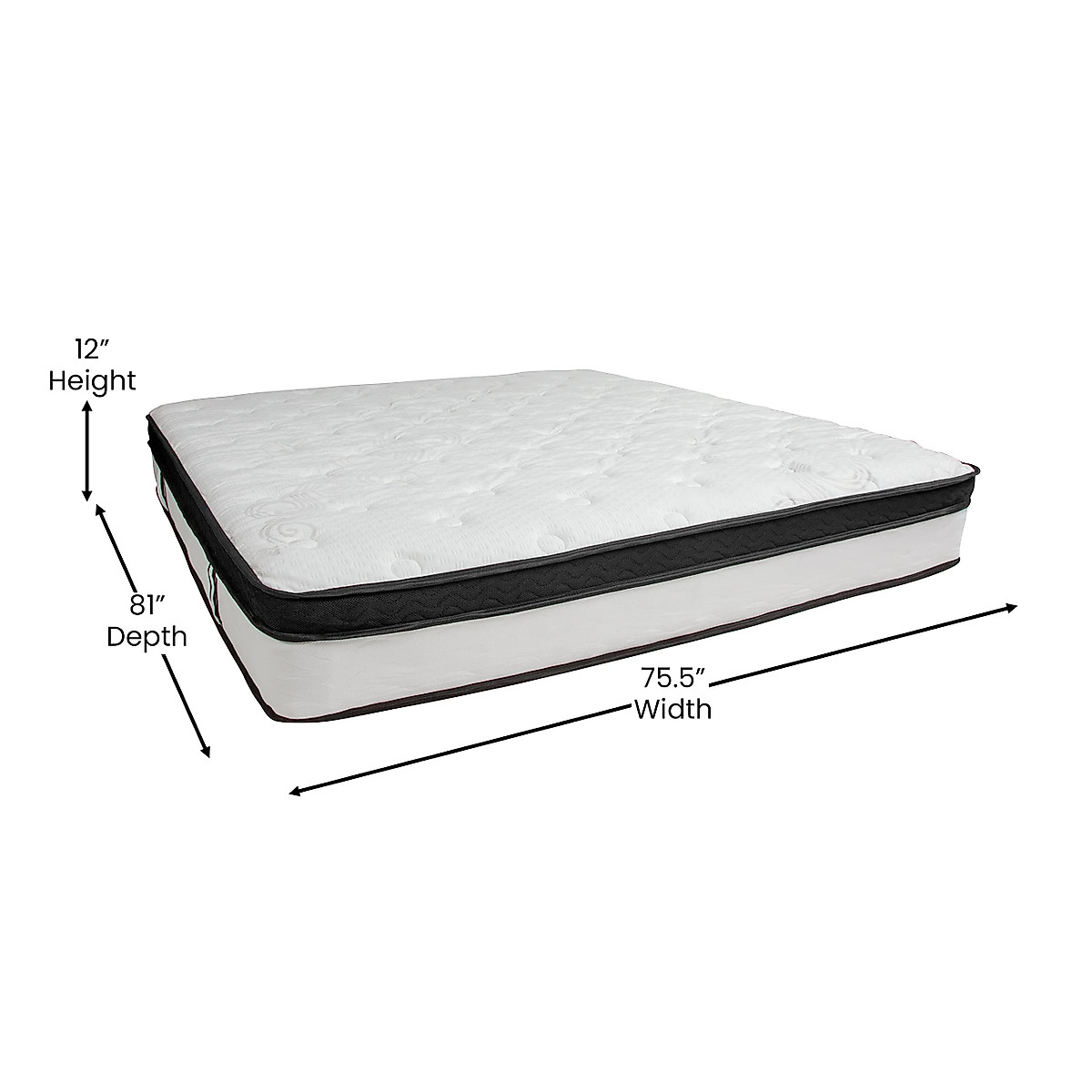 EMMA + OLIVER Astor 12 Inch CertiPUR-US Certified Memory Foam Pocket Spring Mattress, King Mattress in a Box