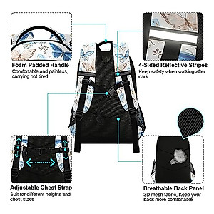 JHKKU Retro Butterfly Backpack for Girls Boys School Bags Teen Personalized Bookbag, Lightweight Laptop Bag Travel Backpacks