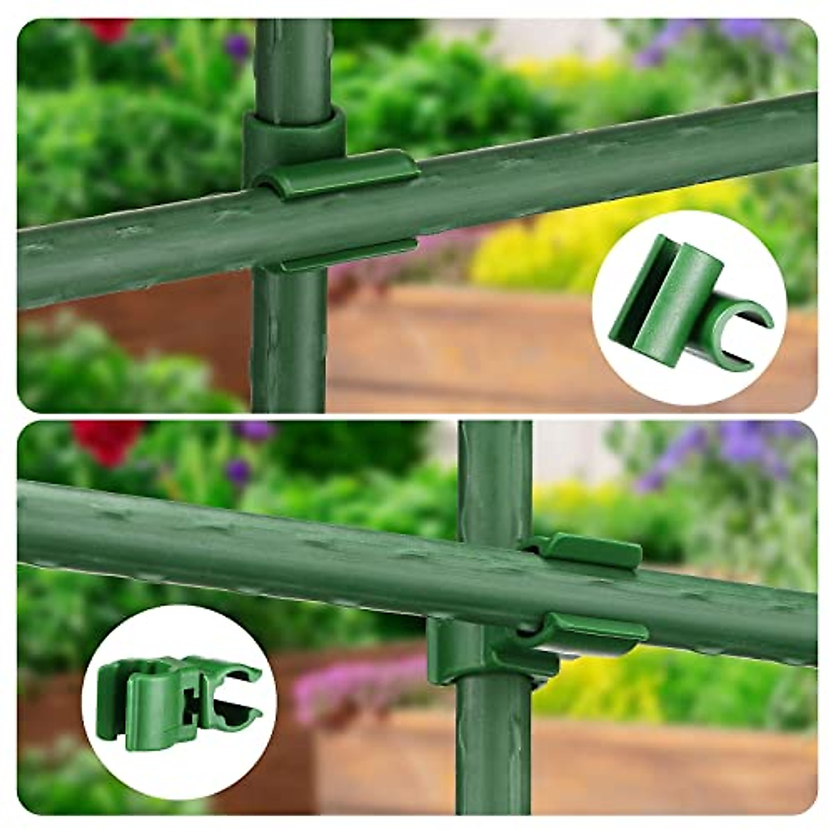 Adjustable Plant Trellis Connector Clip Plastic Plant Connector Stakes Garden Plastic Connector A-Type Connecting Joint Buckle Clip for Gardening Metal Steel Plant Supports (50 Pieces,11 mm)