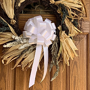 White Pull Bows with Tails - 8" Wide, Set of 6, Veteran's Day, Christmas, Wedding, Gift Bows, Reception, Fundraiser, Birthday, Valentine's Day, Mother's Day, 4th of July