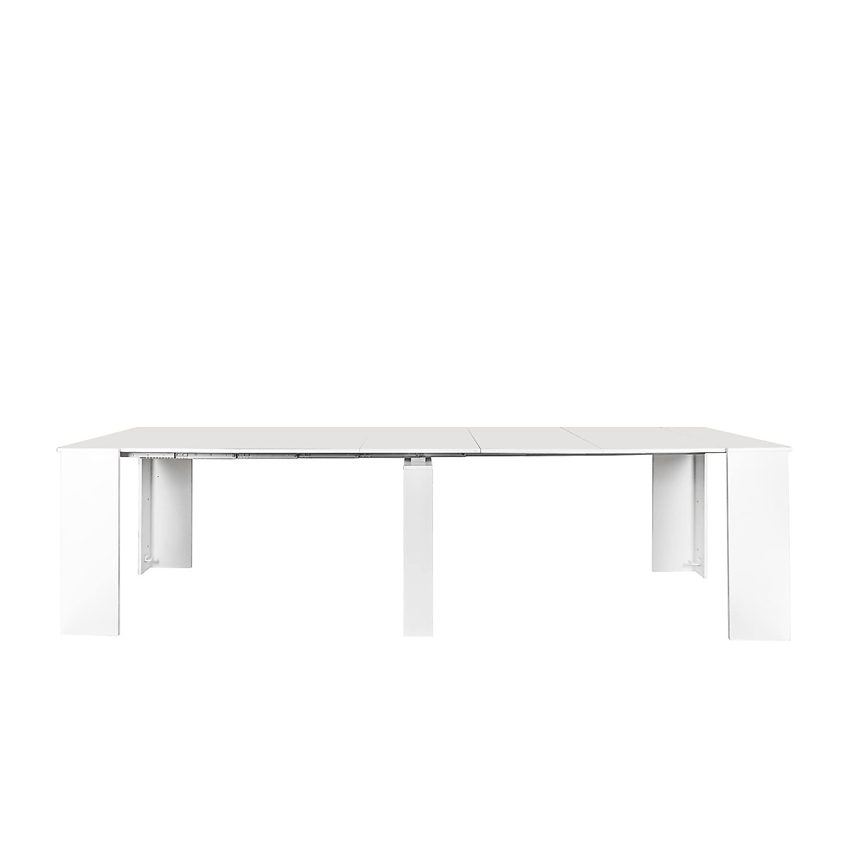 SSLine Rectangular Extendable Dining Table 35"-118" Super Long Conference Meeting Table for 6 8 12 People Modern White Expandable Kitchen Tables for Home Office Computer Table