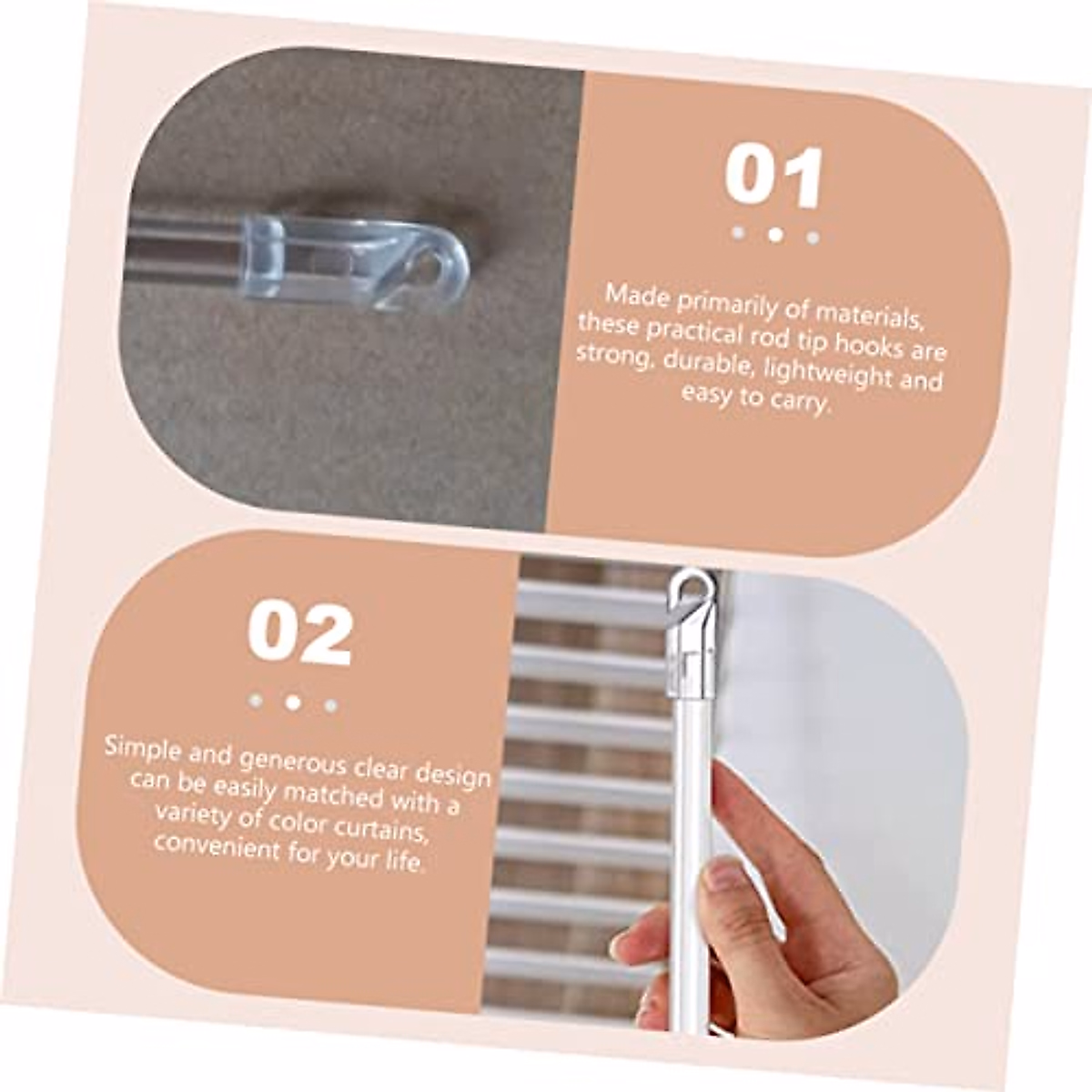 HANABASS 72 pcs Accessories Vertical Replacement Stick Wand Hardware Cap Blinds Sleeve Parts Fixing Operating Rod Connector Curtain Hook Caps for Tip Plastic Blind Rotating Blinder