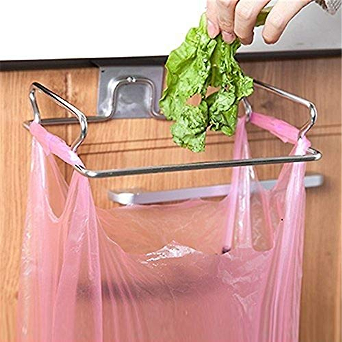 *m·kvfa* Metal Hanging Garbage Bags Rack Kitchen Wash Cloth Towel Storage Shelf Wall Hanging Cupboard Cabinet Stand Organizer Shelf for Toilet Bathroom Living Room