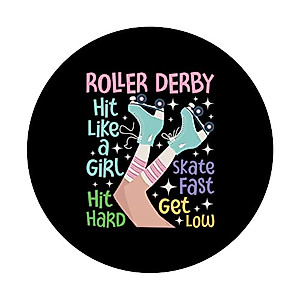 Roller Derby Hit Like A Girl - Roller Skating Skates Lover PopSockets Swappable PopGrip