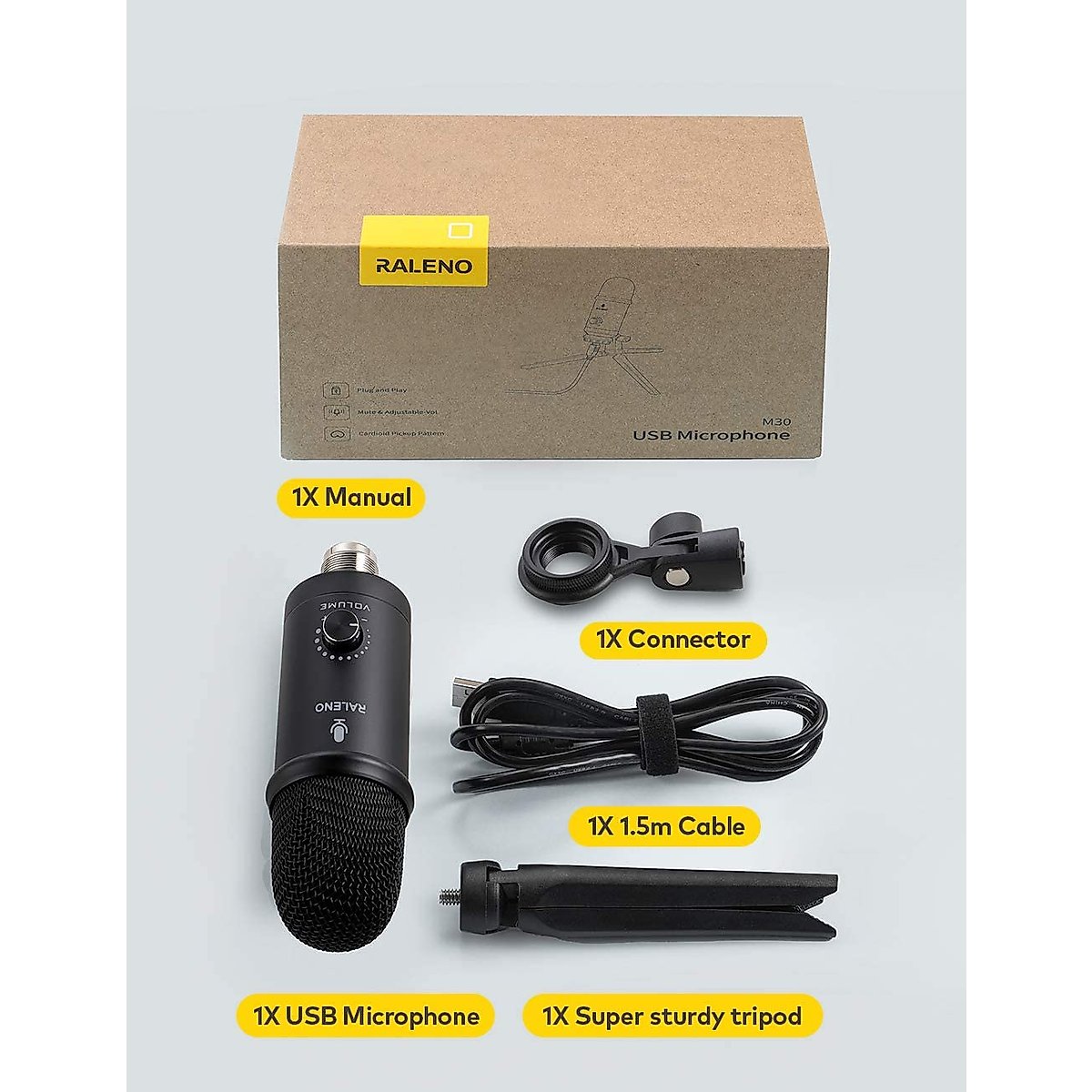 USB Microphone for Computer, Cardioid PC-Microphone, Professional 78 dB Full Metal Microphone, Compatible with Computers, Laptop, Mac, Good Use for Audio Recording, Skype, Gaming, Voice Chat