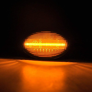 NSLUMO Wheel Fender Side Marker Lights for 1999-2010 F-ord F350 F450 Double Wheel Amber Red Trunk Bed Fender Markers 48 SMD Smoked Lens Replace OEM Sidemarker Lamps