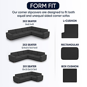 PAULATO BY GA.I.CO. Corner Sectional Couch Cover - Extra Large L-Shape Couch Slipcover - Washable Polyester Sofa Covers - 1-Piece Form Fit Furniture Protector - Microfibra - Ash (Corner Sofa)