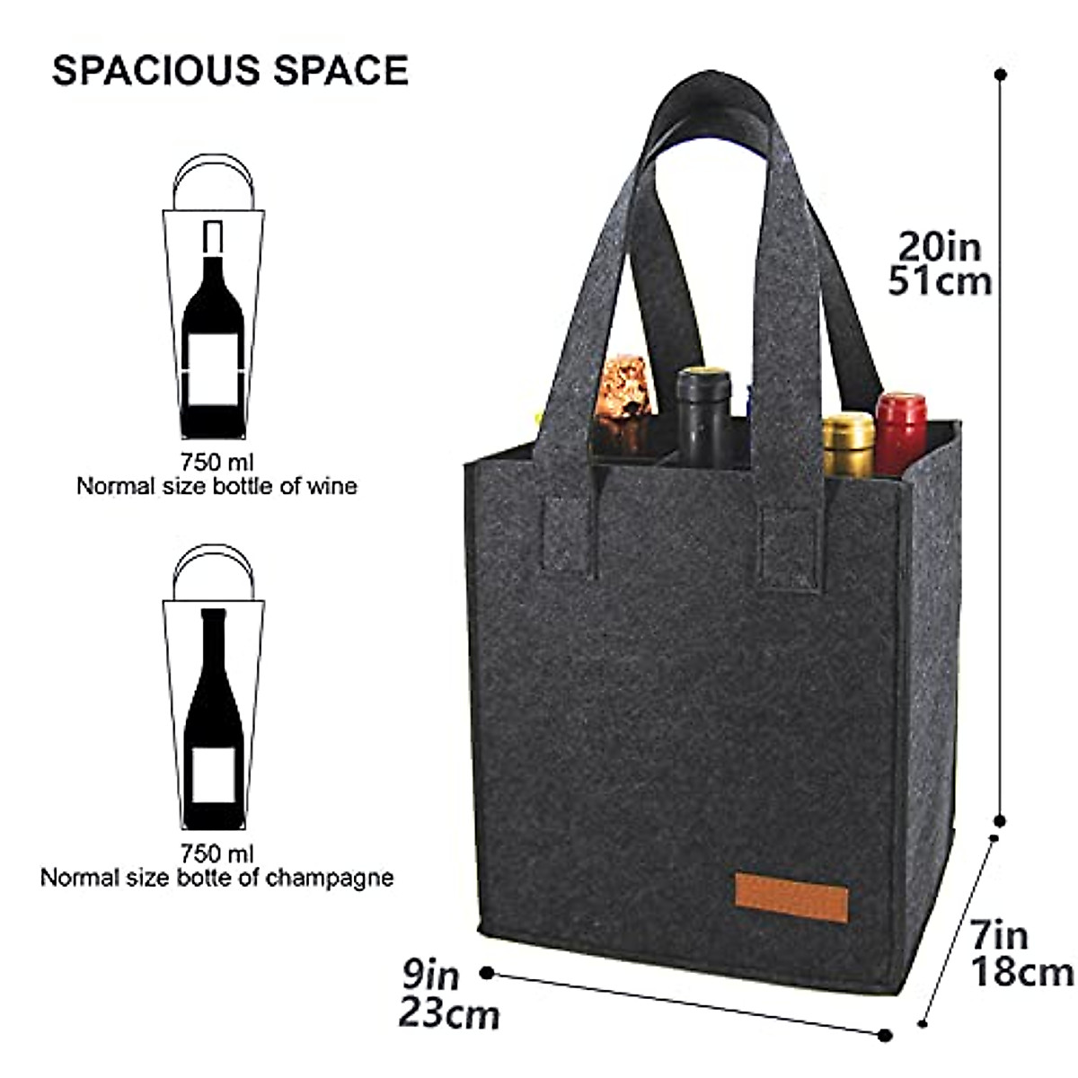 6 Bottle Wine Carrier Tote Reusable Grocery Bags for Travel, Camping and Picnic, Perfect Wine Lover Gift