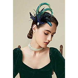 BABEYOND Veil Fascinator Hat for Women Feather Fascinators Hair Clip with Removable Veil Tea Party Hat Bridal Wedding