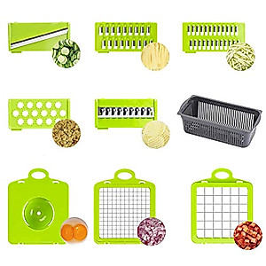 PJ Kitchen Accessories Smart Vegetable Chopper with Mandoline Slicer - Food & Veggie Cutter, Dicer for Onion, Potato & fruits Gray