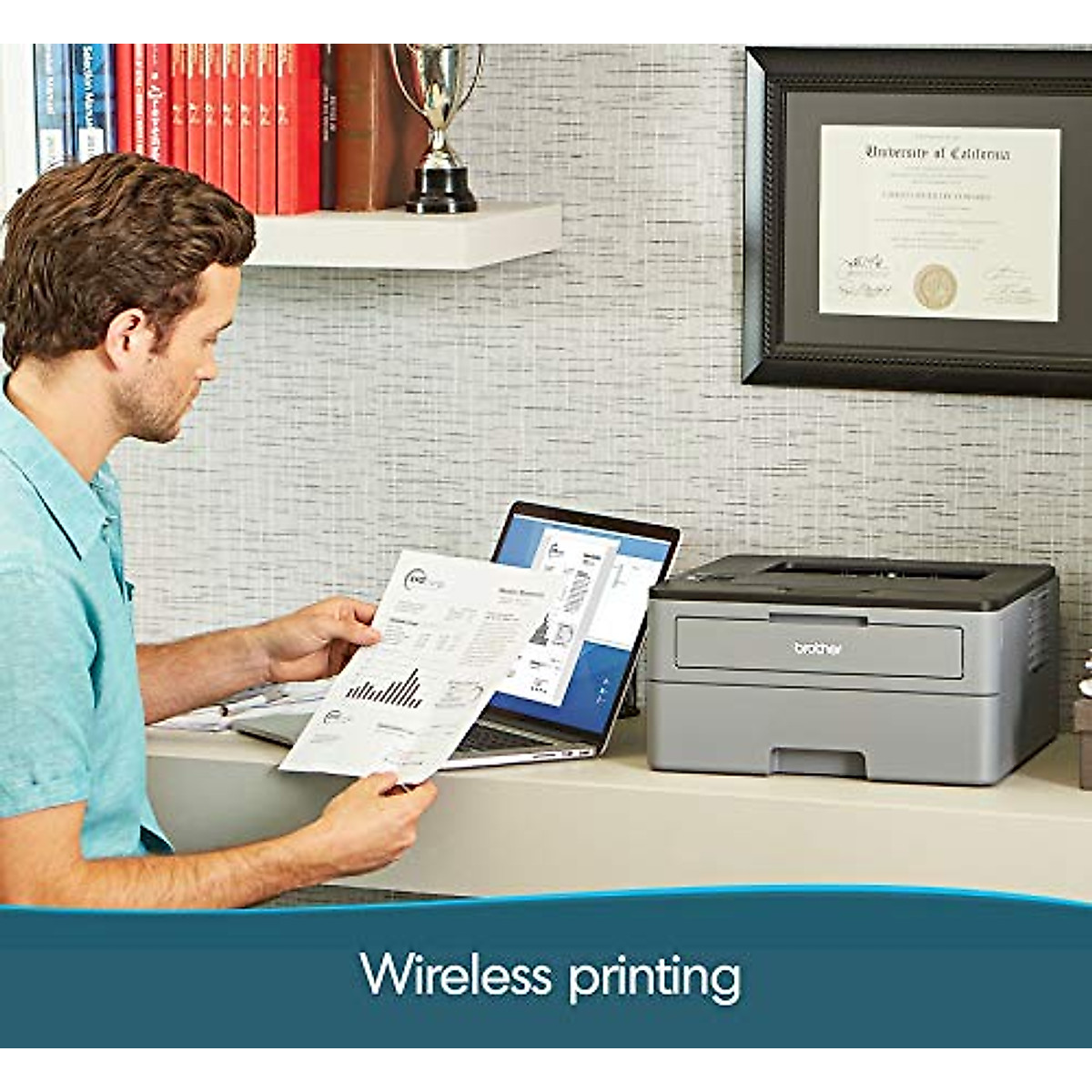 Brother Compact Monochrome Laser Printer, HL-L2350DW, Wireless Printing, Duplex Two-Sided Printing, Amazon Dash Replenishment Ready (Renewed)