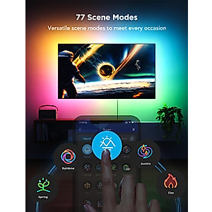 Govee TV LED Backlight Strip, RGBIC Smart LED Backlight for 40-50inch TVs, Music Sync, Wi-Fi Bluetooth & App Control, Works with Alexa & Google Assistant, 77 Scene Modes, Adapter