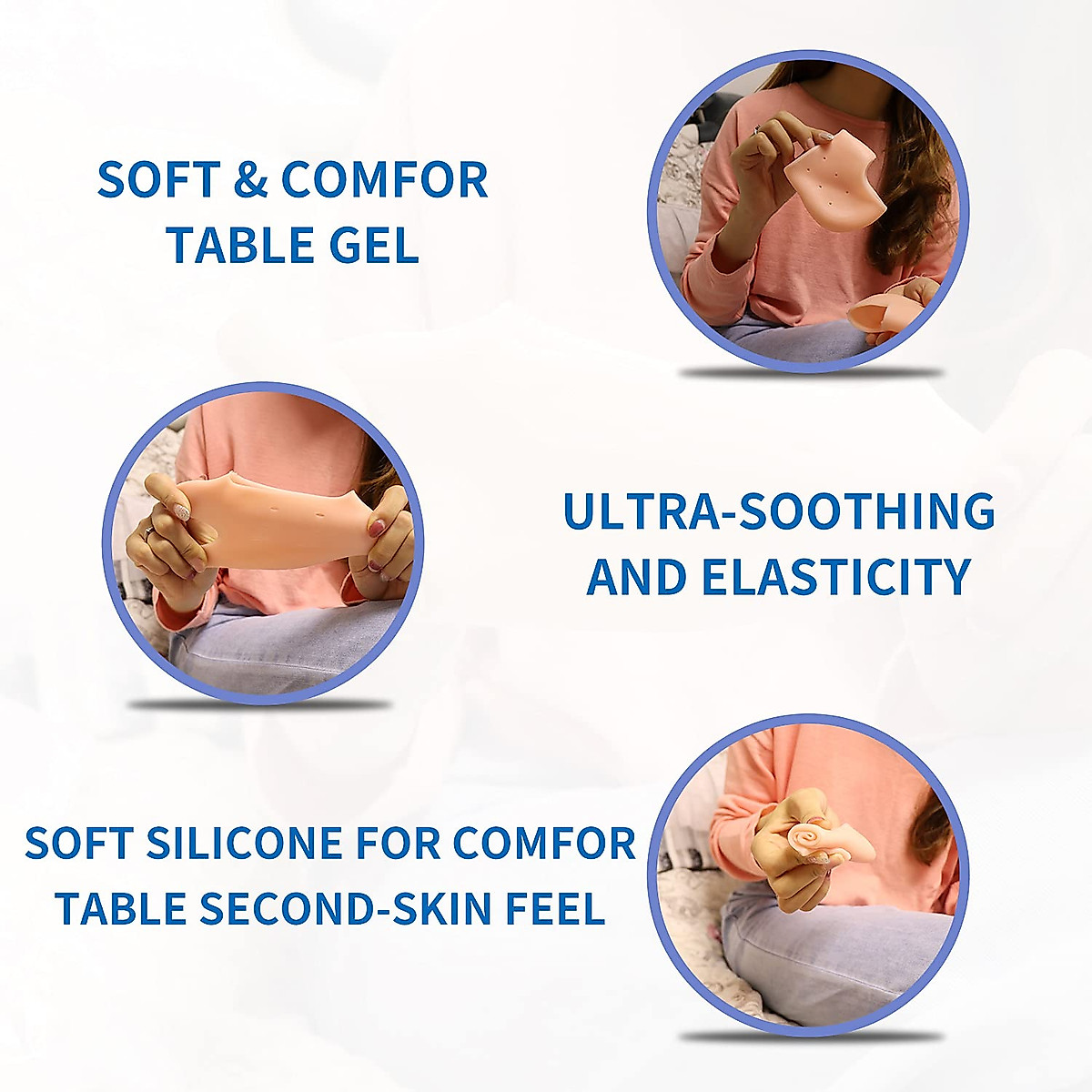 Zinyakon Gel Heel Cups Cushion for Heel Pain, 3 Pairs of Heel Protector Pads for Men and Women, Plantar Fasciitis Inserts Absorb Shock and Moisturizing for Cracked Heel