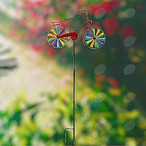 Red Carpet Studios 34479 Garden Wheels Spinner Stake, Rainbow Bike, 51 x 20 x 5 Inch