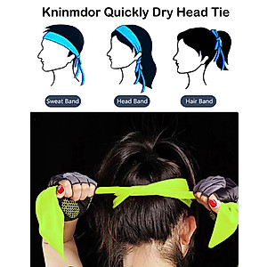 Neon Green Head Tie, Tennis Headband Tie Back, Sweat Wicking Quickly Dry Hair Band for Men Women Kids Girls Boys, Sweatband Head Wraps for Tennis, Basketball, Running, Workout