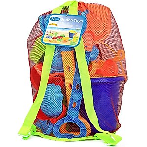 Click N' Play Beach Toys for Kids 3-10 - 18pc Sand Toys Including Sand Buckets for Kids with Sifter, Watering Can, Rake, 4 Hand Tools, 10 Sand Molds & Mesh Beach Toy Bag - Sandbox Toys for Toddlers