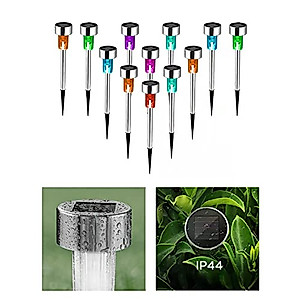 RichesY Solar Garden lamp-12 Large Capacity LED Stainless Steel, Lawn Lights, Light.Outdoor Driveway Sensor Outdoor Landscape Lighting(Multi-Color)