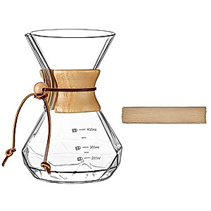 Puricon Pour Over Coffee Maker with V60 Paper Filter 40 Sheets, Holds 1 to 2 Cups, 15oz Coffee Dripper Set Borosilicate Glass Coffee Carafe Brewer, Coffee Server for Home Café Restaurant Camping