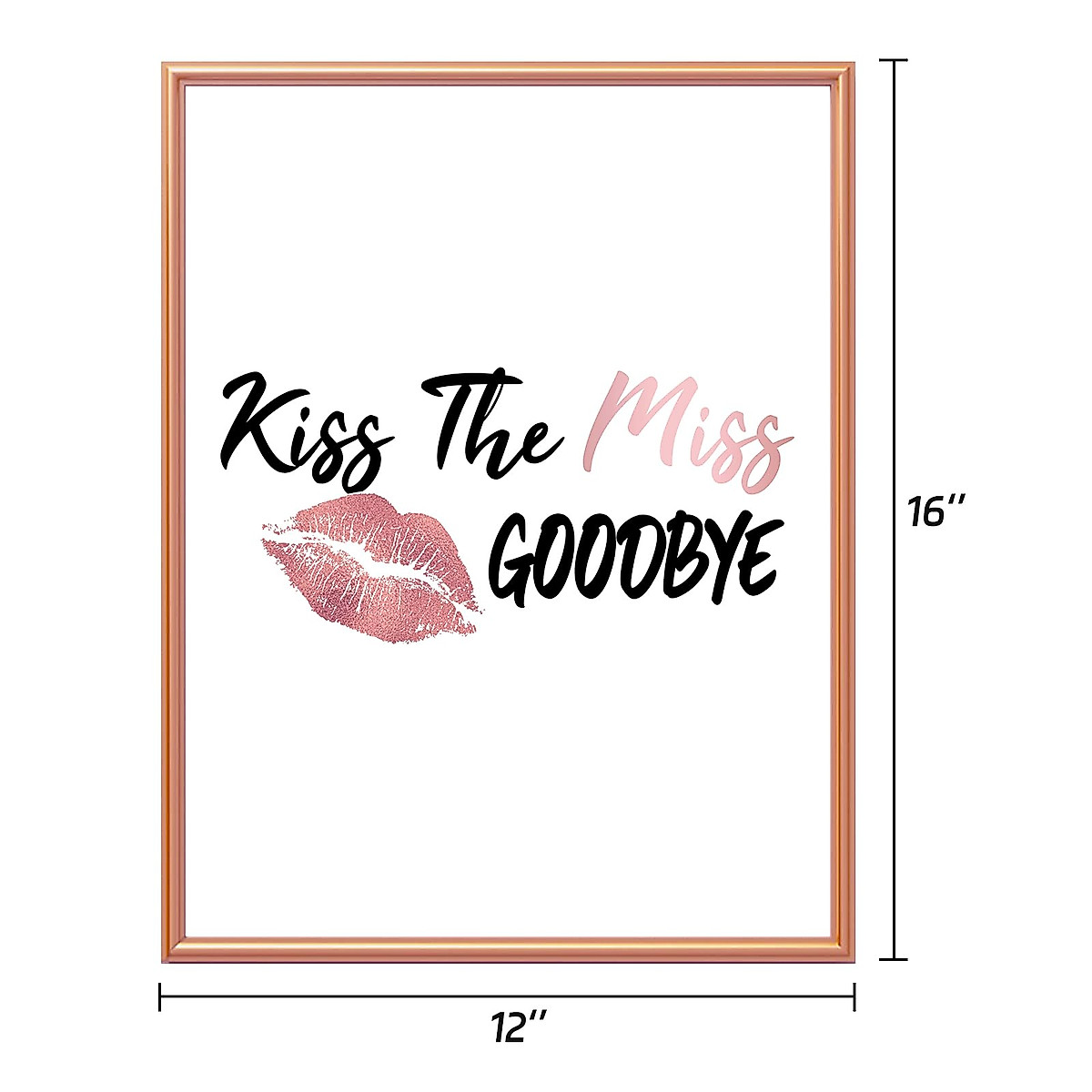 Y_Bong Bachelorette Party Decorations - Framed Kiss The Miss Goodbye Party Decor - 12''X16'' Rose Gold Bridal Shower Centerpiece Hen Night Games Party Supplies Gift
