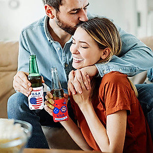 4th of July Decorations, 12PCS Beer Can Cooler Sleeves for Fourth of July Independence Day Decor, Insulated Collapsible USA Pattern Can Cover for Memorial Day Patriotic Party Supplies Outdoor Indoor