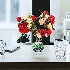 FOMIYES Home Decor Decor Decor 1 Set of DIY Handmade Flower Vase Dried Flower Mosaic Vase Mosaic Tiles Crafts Table Centerpiece Vase Mosaic Making Supplies for Kids Adults DIY Crafts Green Home