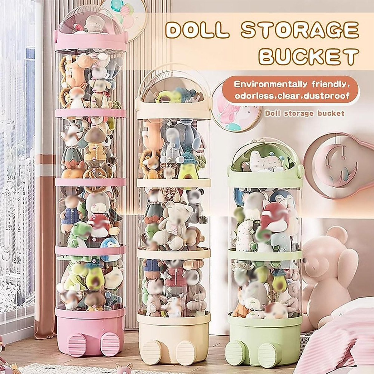 Vertical Toy Storage Tube, Stuffed Animal Storage Tube, Stuffed Animal Organizer, Stuffed Animal Holder, Toy Organizers and Storage, Plushies Storage for Kids Room, Living Room, Bedroom(Green,51.2in)