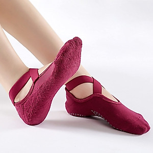 KEAIDO 6 Pairs Women Yoga Socks Non Slip Sticky Grip Accessories Thickened Sole for Pilates, Yoga, Barre, Dance Ballet, Barefoot Workout Sports Fitness Indoor Outdoor US Size 5-8.5