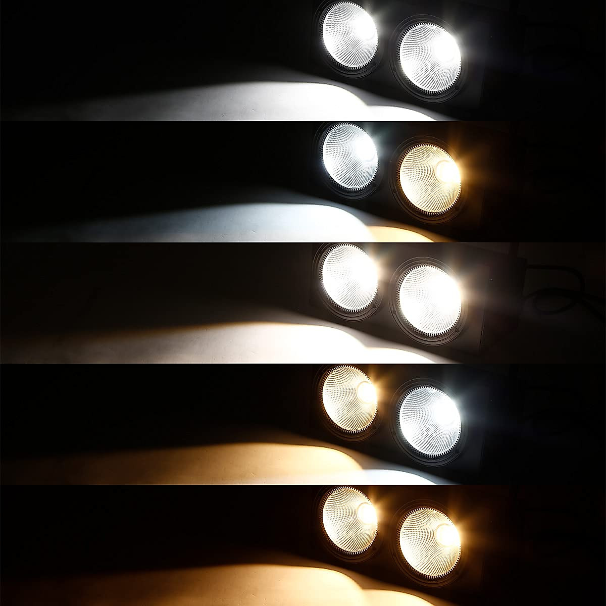 TENGCHANG 200W 2-Head COB Cool& Warm White 2 in1 LED Stage Audience Light PAR64 DMX DJ