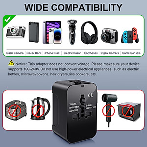 Universal Worldwide Travel Adapter,International Travel Plug Adapter with 2 USB Port and AC Socket,All in One Travel Adapter Power Adapter for US UK EU AU