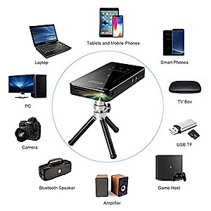Mini Projector, Touchpad, Auto Keystone Correction, Pocket-Sized DLP Portable Projector ,Android 7.1, 5000 Ah Battery
