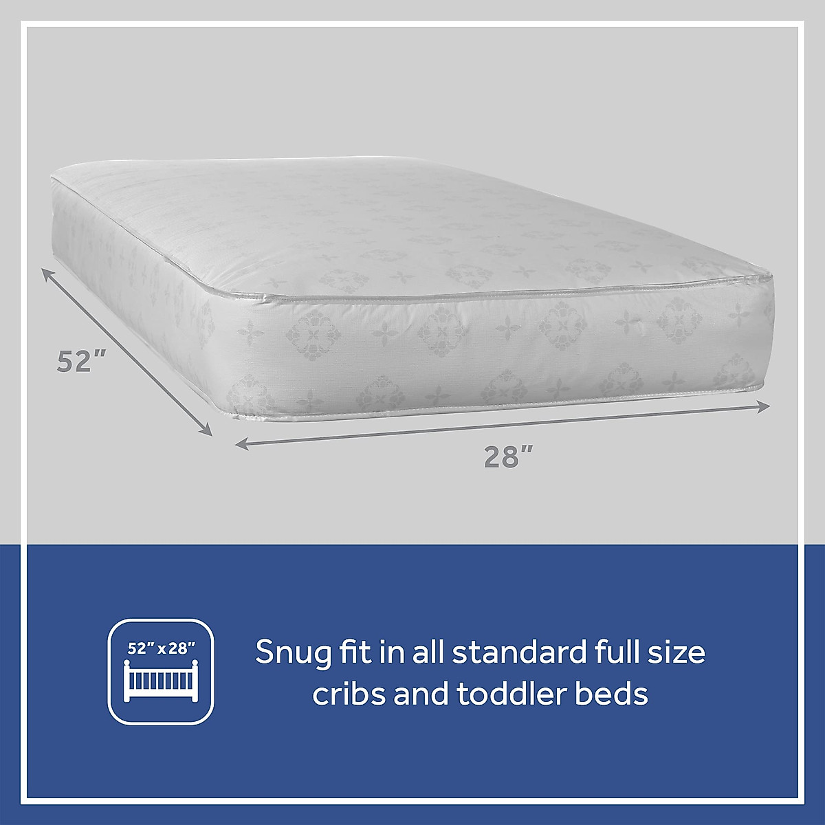 Sealy Posture Haven Orthopedic Antibacterial 2-Stage Dual Firm Waterproof Baby Crib Mattress & Toddler Bed Mattress, Non-Toxic, Air Quality Certified, 182 Premium Coils, Made in USA, 52"x28"