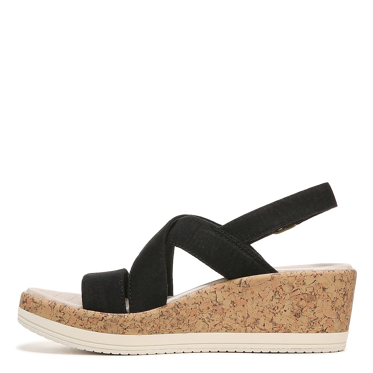 BZees Womens Radiant Cork Strappy Wedge Sandal, Black, 8 US