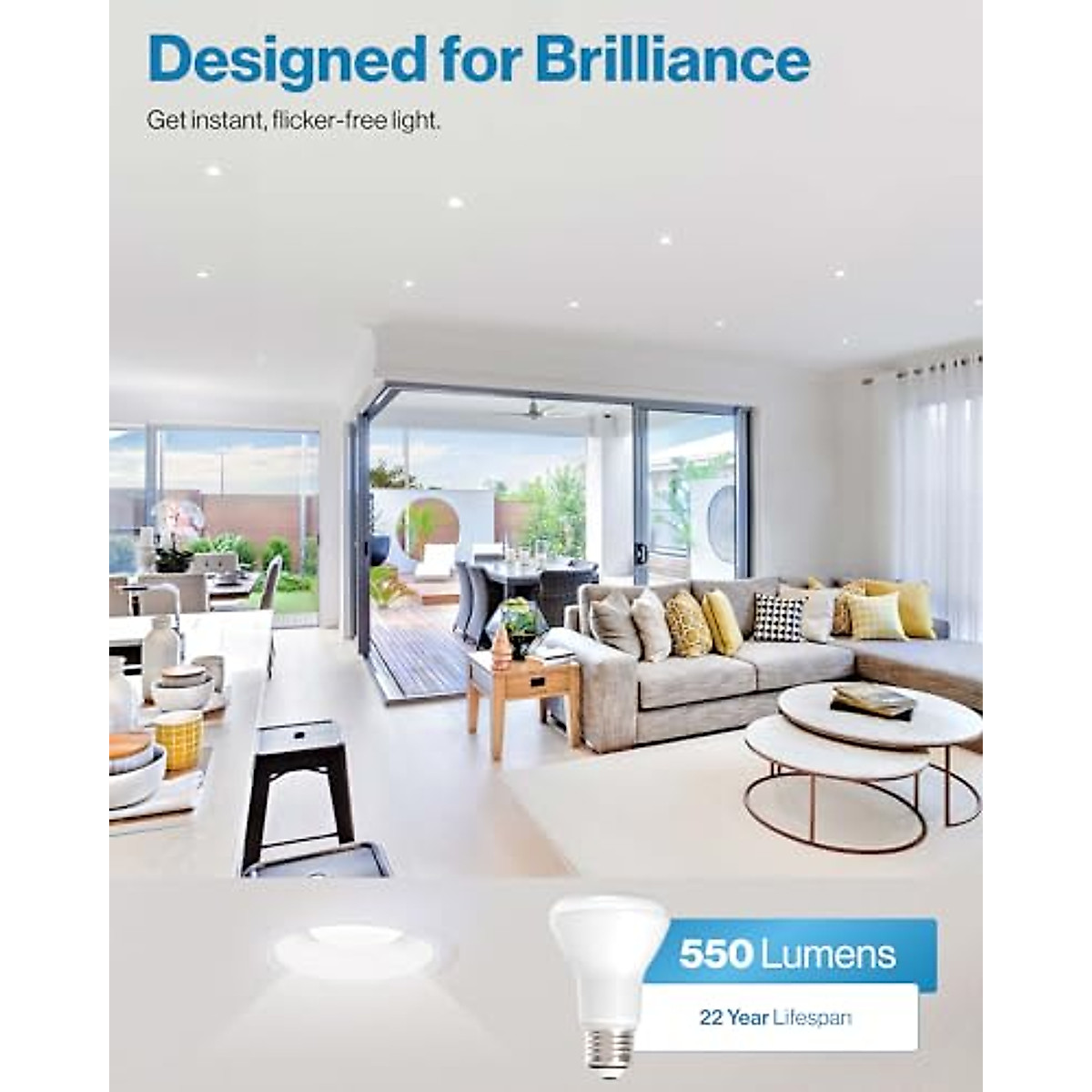 Sunco Lighting - 10 Pack BR20 LED Bulbs Indoor Flood Light R20 Dimmable CRI93 3000K Warm White 50W Equivalent to 7W, E26 Medium Base, Recessed Can Lights for Home Living Area Ceiling Lights - UL