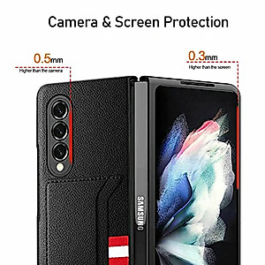 EAXER for Samsung Galaxy Z Fold 3 5G Case, Shockproof Leather Wallet Card Holder Luxury PU Leather Card Holder Slots Case Cover (Brown)