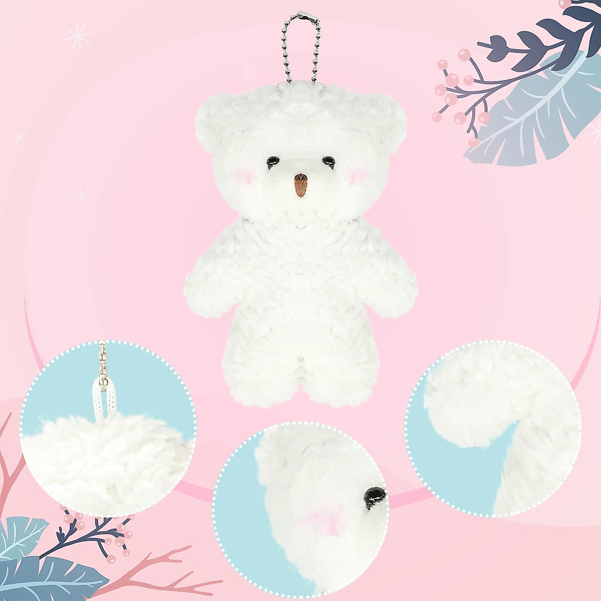 WEGUTATS 12 Pack Mini White Teddy Bears , 4.7 inch Tiny Soft Stuffed Teddy Bear, Mini Plush Bears Bulk for Birthday Table Decor Centerpiece Bag Fillers Party Favors DIY Keychain Crafts, WE