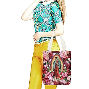 MrpsElk Our Lady of Guadalupe Virgin Mary Canvas Tote Bag Large Capacity Shopping Bag - Personalized Totes for Women Gift Bag