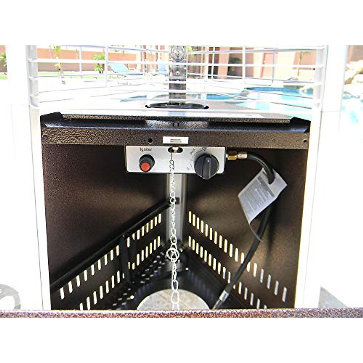 Hiland HLDS01-MGTHG Quartz Glass Tube Patio Heater w/Wheels, 40,000 BTU, Pyramid, Hammered Bronze