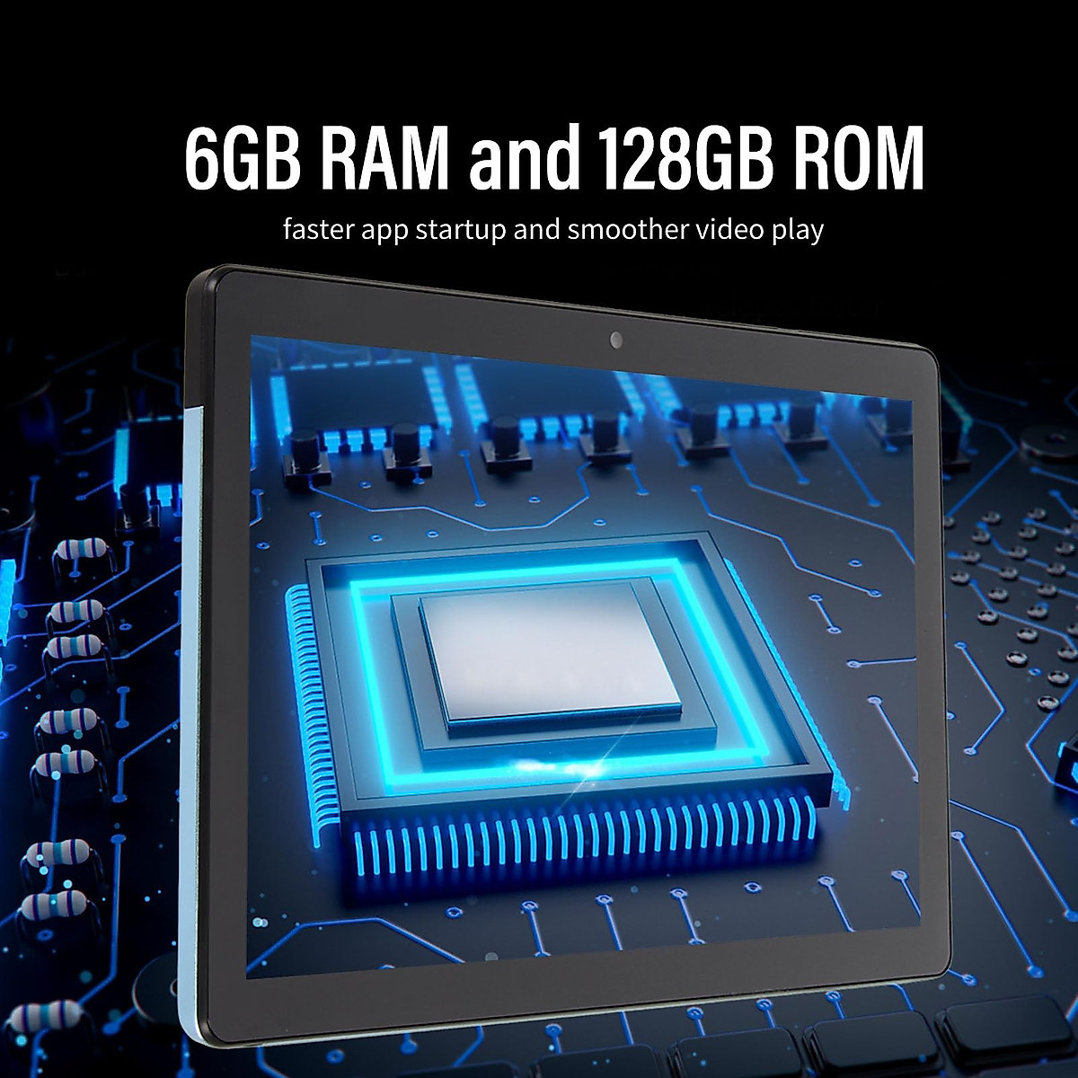 GLOGLOW Tablet PC, Front 8MP 6GB RAM 128GB ROM GPS 10.1 Inch 2 in 1 Tablet 2.4G 5G Dual Band WiFi 100-240V for Work for Learning for Android 12 (US Plug)