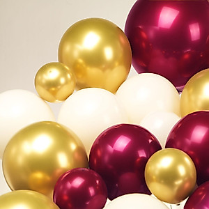 kozee burgundy and gold balloon garland arch kit 127Pcs double stuffed Maroon and gold balloons ivory Balloon arch for 2024 graduation Birthday Party Bridal shower Decorations