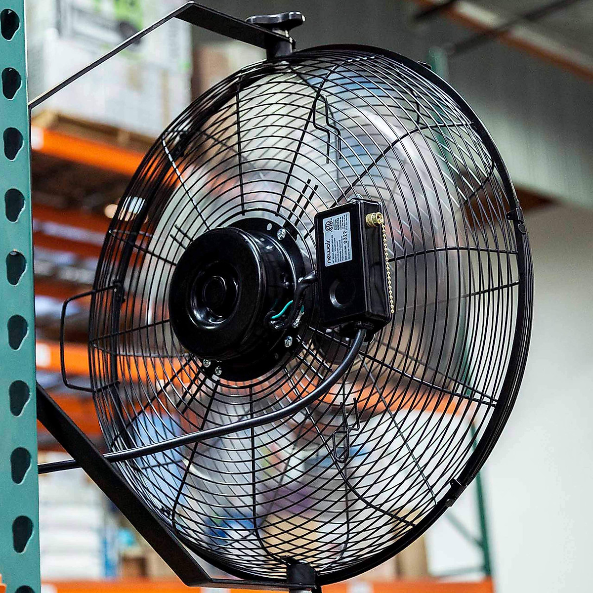 Newair Wall Mounted Fan | 18" Air Fan | High Velocity Blade Fan | 3 Speed Settings | Heavy Duty Fan For Industrial Use | Portable Shop Fan | Black | WindPro18W